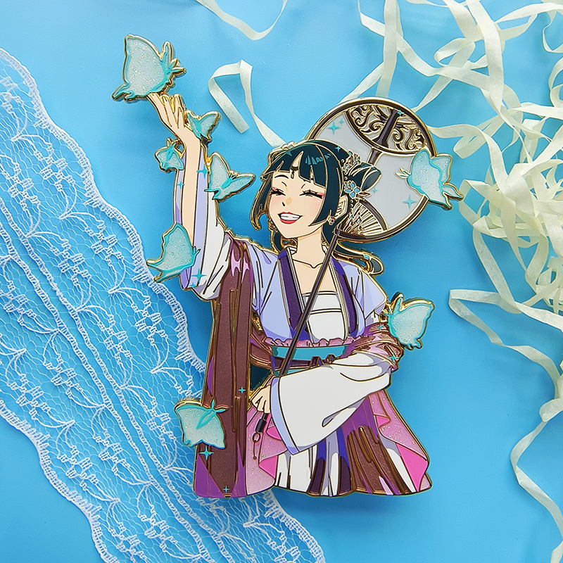 China Custom Gradient Glitter UV Printing Translucent Anime Enamel Pin ...